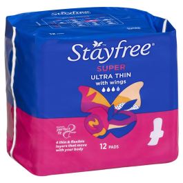 Stayfree Ultra Thin Super with Wings 12 Pads | Chemistworks Pharmacy