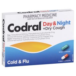 Codral Day and Night + Dry Cough Cold and Flu Capsules 24 Pack ...