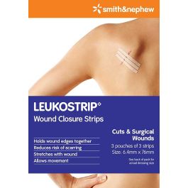Smith & Nephew Leukostrip Skin Closure Strips 6.4mm x 76mm 3 Pack ...